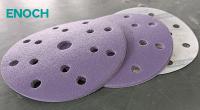 China 120 Grit Car Sanding Discs Abrasive Ceramic Sandpaper Pads Sheets Round Back Velvet Purple 6 Inch for sale