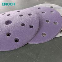 China 120 Grit Car Sanding Discs Abrasive Ceramic Sandpaper Pads Sheets Round Back Velvet Purple 6 Inch for sale