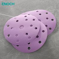 China 60 Grit 600 Grit 400 Automotive Sandpaper Disc Purple 15 Holes Dry Sanding Grinding for sale