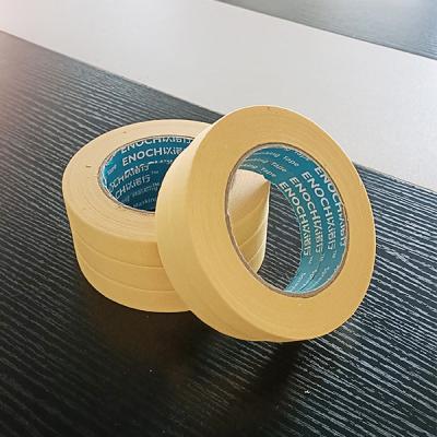 China 25mm Yellow Green Crepe Paper Tape Water Acrylic Glue Resistant Anti UV for sale