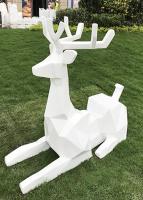 China Cute Deer Outdoor Fiberglass Sculpture Statue For Garden Park for sale