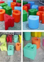 China Colorful Fiberglass 26 Letter Children'S Seat For Playground Mall Kindergarten Used for sale