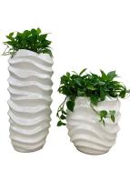 China Handmade White FRP Flower Pots Wave Shaped For Hotel for sale