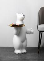 China Entrance  Life Size Polar Bear Statue Sculptures With Tray  69cm for sale