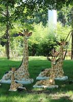 China Simulation Fiberglass Life Size Giraffe Sculpture Statues For Outside Landscape for sale