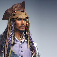 China Human Museum Pirate Life Size Wax Figures / Jack Sparrow Sculpture for sale