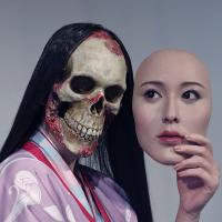 China Horror Theme Wax Sculptures Ghost Resin Human Wax Figure For Park Handmade for sale