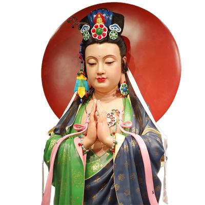 China Buddha Religion Fiberglass Big Size Super Realistic Guanyin Wax Statue For Display for sale