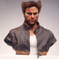 China Famous Personal Wolverine Lifesize Resin Bust Statue Wax Figure for sale
