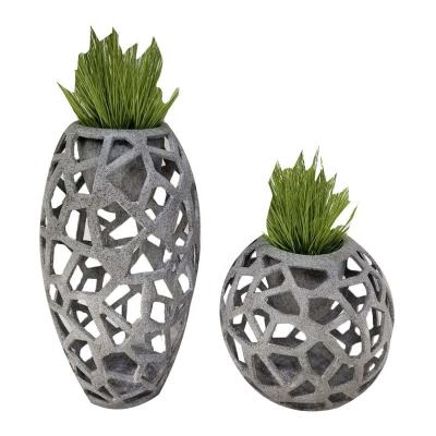 China FRP Hollow Flower Pots Decor Garden Home Hotel Planters Outdoor Plant Pots for sale