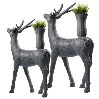 China Large Outdoor Indoor Animal Garden Statues Fiberglass Deers Shape Flower Pot  ODM ISO9001 for sale