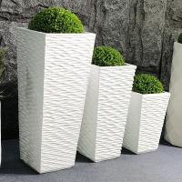 China Eco Friendly Elegant FRP Square Flower Pots Large Modern Fiberglass Planter Decor Vase for sale