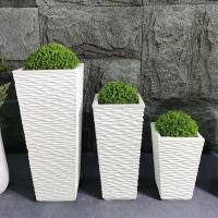 China Eco Friendly Elegant FRP Square Flower Pots Large Modern Fiberglass Planter Decor Vase for sale