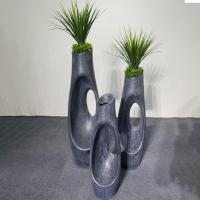 China Restaurant FRP Flower Pots Garden Pots Planters Tall Fiberglass Flower Pots for sale