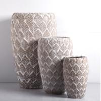 China Leaf Shape FRP Flower Pots Fiberglass Garden Flower Pot Nordic Vertical for sale