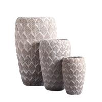 China Leaf Shape FRP Flower Pots Fiberglass Garden Flower Pot Nordic Vertical for sale