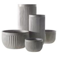 China Cement White FRP Flower Pots  Stripe Flower Pot Fiberglass Planters for sale