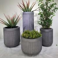 China Cement White FRP Flower Pots  Stripe Flower Pot Fiberglass Planters for sale