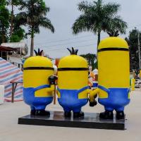 China Painted Fiberglass Garden Statues / OEM Customized Little Yellow Man Resin Garden Sculpture for sale
