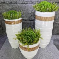 China Big Round Shape FRP Flower Pots  / Fiberglass Large Outdoor Plant Pots For Garden Home for sale
