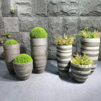 China Big Round Shape FRP Flower Pots  / Fiberglass Large Outdoor Plant Pots For Garden Home for sale