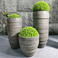 China Big Round Shape FRP Flower Pots  / Fiberglass Large Outdoor Plant Pots For Garden Home for sale