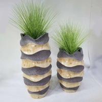 China Wavy Shape FRP Flower Pots Garden Nordic Big Tall White Fibreglass Planters for sale