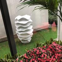 China Wavy Shape FRP Flower Pots Garden Nordic Big Tall White Fibreglass Planters for sale