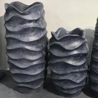 China Wavy Shape FRP Flower Pots Garden Nordic Big Tall White Fibreglass Planters for sale