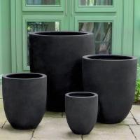 China Round Carved Fiber Clay Flower Pots / Large Fibreglass Plant Pots Outdoor Decor for sale