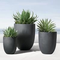China Round Carved Fiber Clay Flower Pots / Large Fibreglass Plant Pots Outdoor Decor for sale