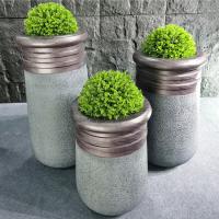 China Lightweight FRP Flower Pots Outdoor Garden Concrete Planters for sale