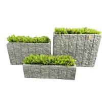 China Resin Modern Fiber Clay Rectangular Planter Craft Garden Fibreglass Pots For Plants for sale