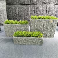 China Resin Modern Fiber Clay Rectangular Planter Craft Garden Fibreglass Pots For Plants for sale