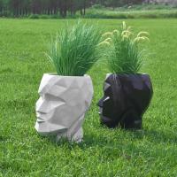 China Custom Fiberglass Human Face Vase Cement Flower Pot 72cm ISO9001 for sale