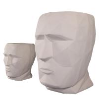 China Custom Fiberglass Human Face Vase Cement Flower Pot 72cm ISO9001 for sale