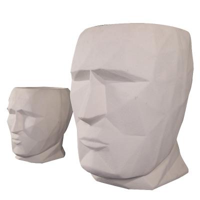 China Custom Fiberglass Human Face Vase Cement Flower Pot 72cm ISO9001 for sale