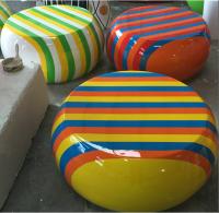 China Candy Chair Stone FRP Sculpture Custom Garden Public Single Stool Bench Chair for sale