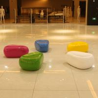 China Fancy Resin Garden Bench Chairs Stone Pebble Plastic Garden Table Sofa 90*70*50cm for sale