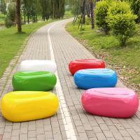 China Fancy Resin Garden Bench Chairs Stone Pebble Plastic Garden Table Sofa 90*70*50cm for sale
