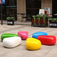 China Fancy Resin Garden Bench Chairs Stone Pebble Plastic Garden Table Sofa 90*70*50cm for sale
