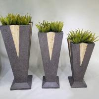 China Gray Hotel Fibreglass Plant Pots Set Planters Pot For Decoration for sale