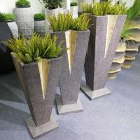 China Gray Hotel Fibreglass Plant Pots Set Planters Pot For Decoration for sale