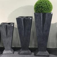 China Gray Hotel Fibreglass Plant Pots Set Planters Pot For Decoration for sale