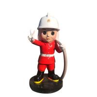 China Cartoon Resin Garden Statues 156cm / Custom FRP Firefighter Outdoor Statues Decoration for sale