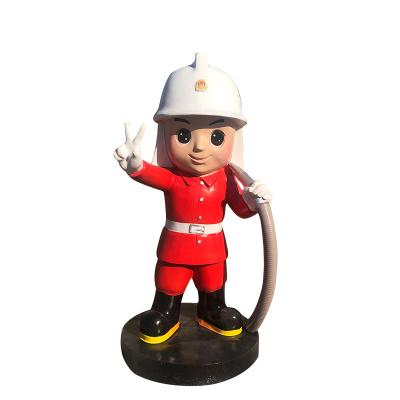 China Cartoon Resin Garden Statues 156cm / Custom FRP Firefighter Outdoor Statues Decoration for sale