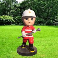 China Cartoon Resin Garden Statues 156cm / Custom FRP Firefighter Outdoor Statues Decoration for sale