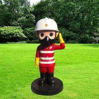 China Cartoon Resin Garden Statues 156cm / Custom FRP Firefighter Outdoor Statues Decoration for sale