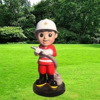 China Cartoon Resin Garden Statues 156cm / Custom FRP Firefighter Outdoor Statues Decoration for sale