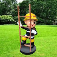 China Cartoon Resin Garden Statues 156cm / Custom FRP Firefighter Outdoor Statues Decoration for sale